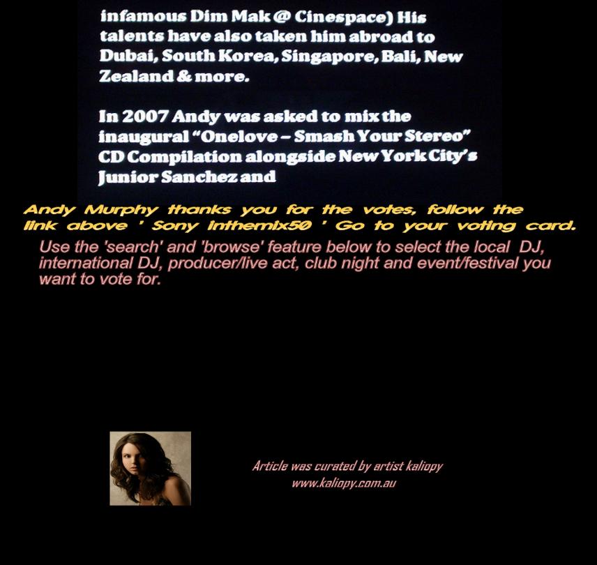 DJ Andy Murphy Curated by Artist Kaliopy